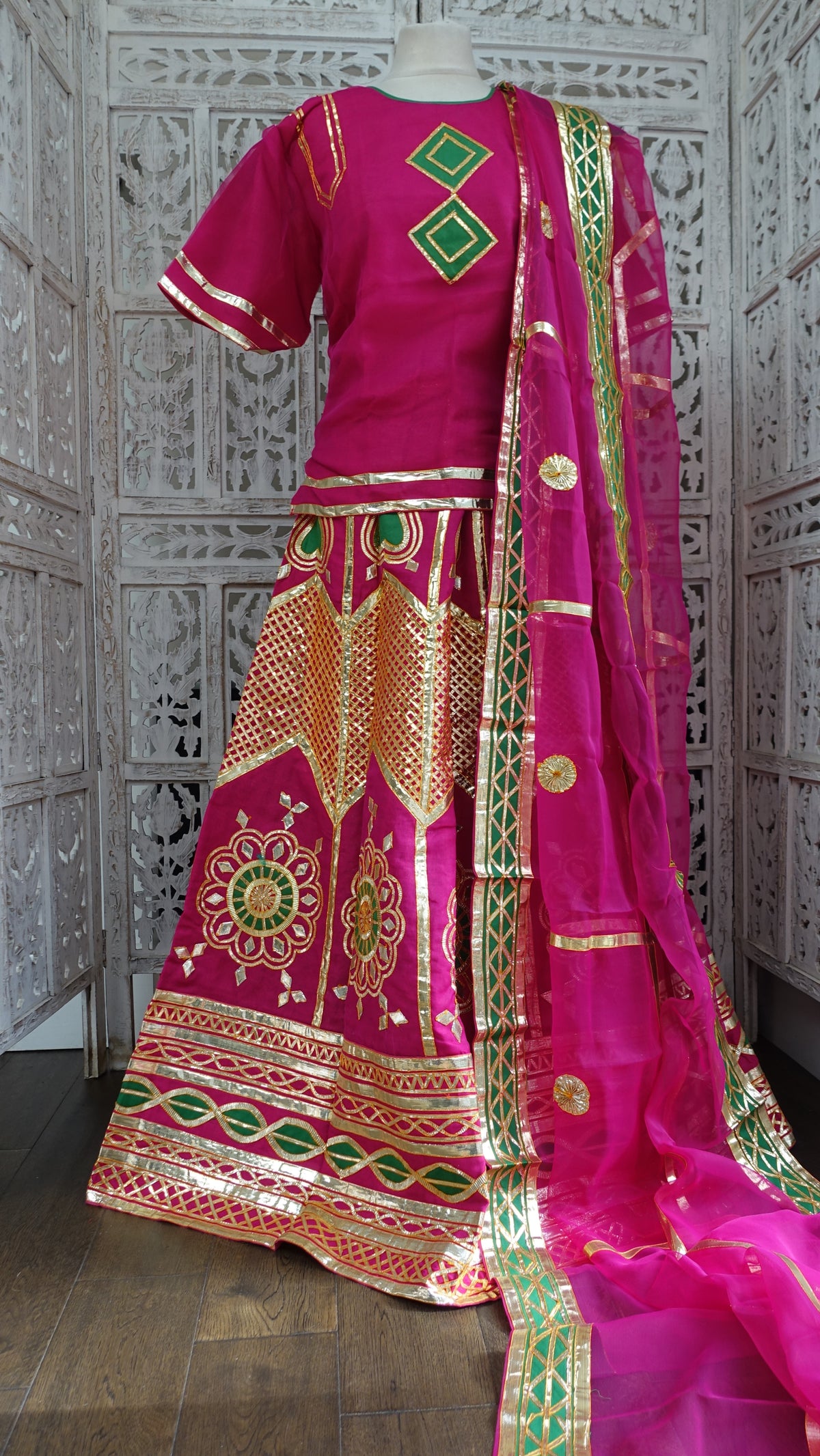 Pink Gota Lengha UK Size 14 / EU 40 - New — Indian Suit Company